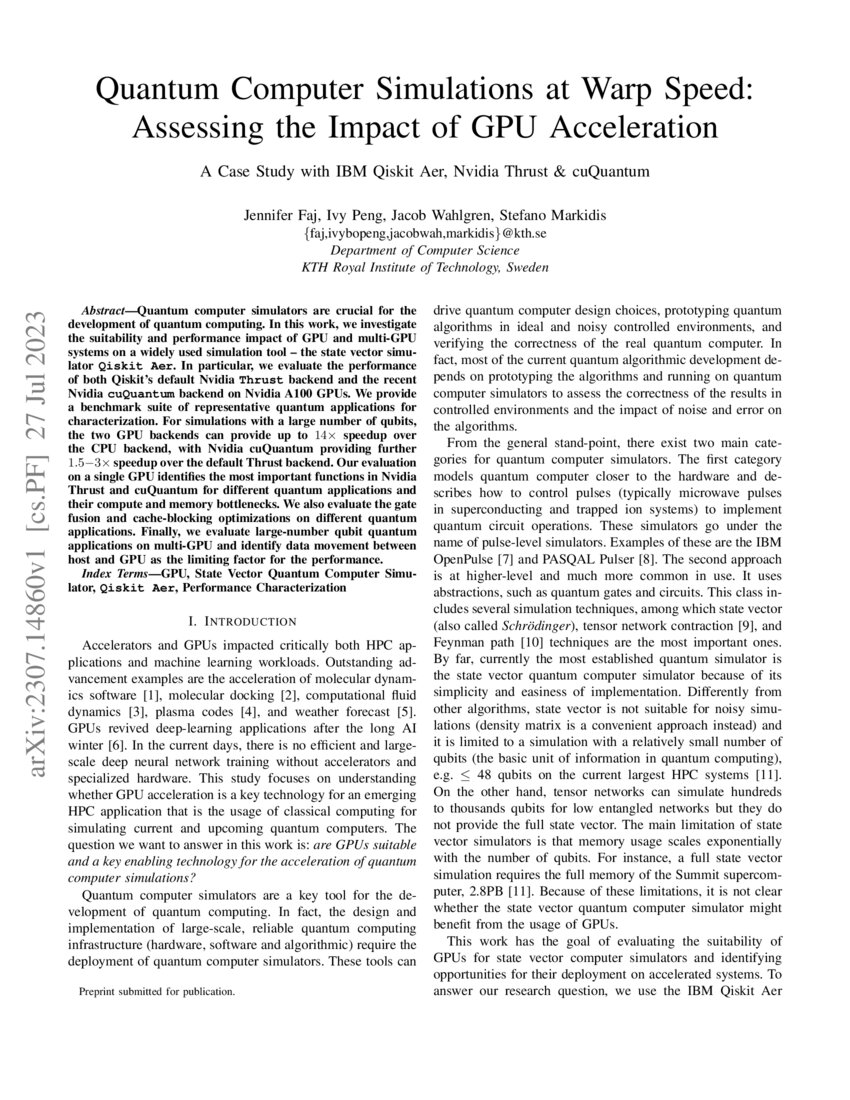 Quantum Computer Simulations at Warp Speed: Assessing the Impact of GPU ...