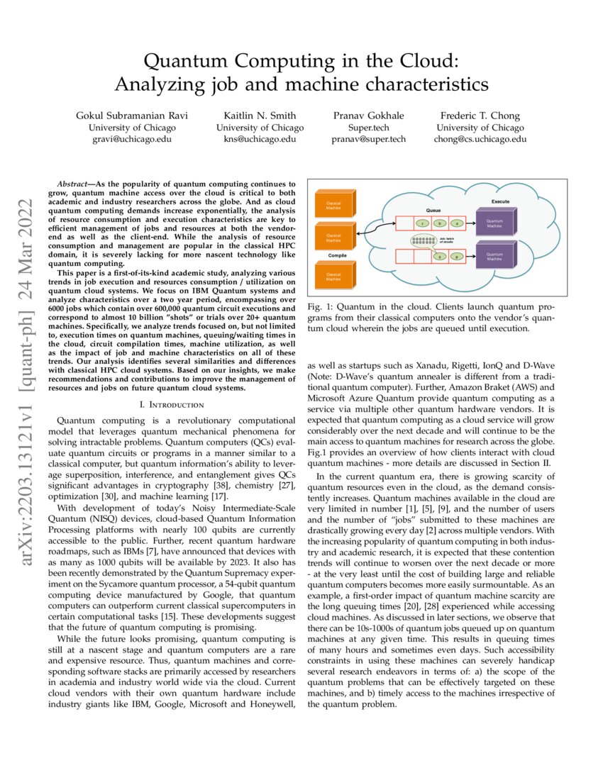 Quantum Computing in the Cloud: Analyzing job and machine characteristics | DeepAI