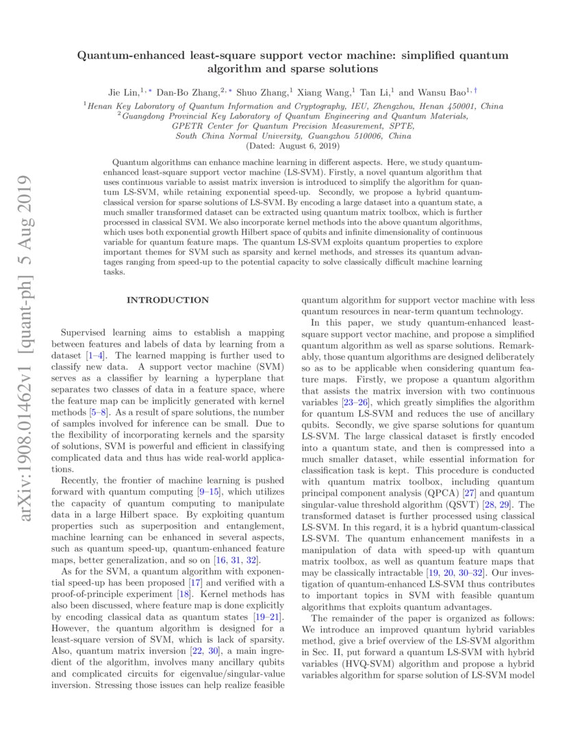 Quantum Enhanced Least Square Support Vector Machine Simplified Quantum Algorithm And Sparse