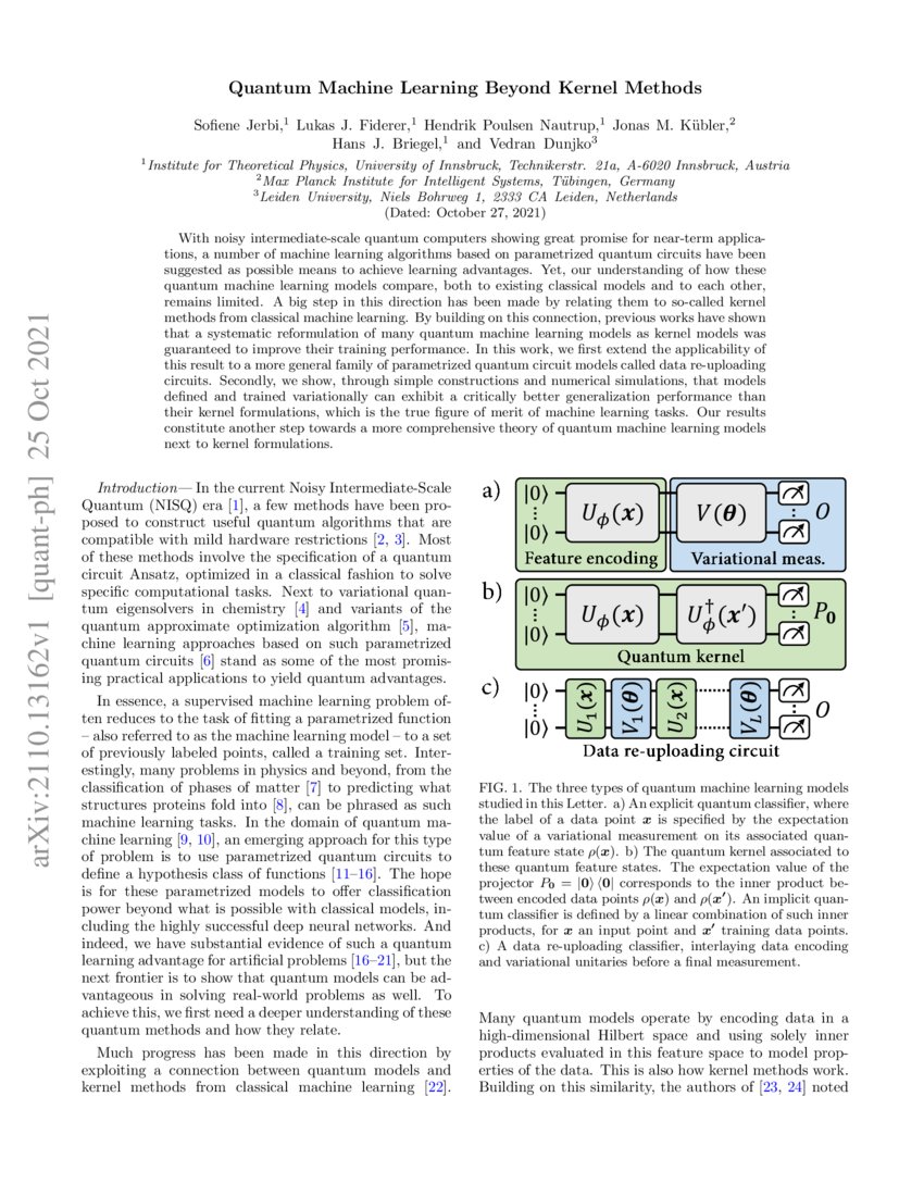 Quantum machine learning beyond kernel methods | DeepAI