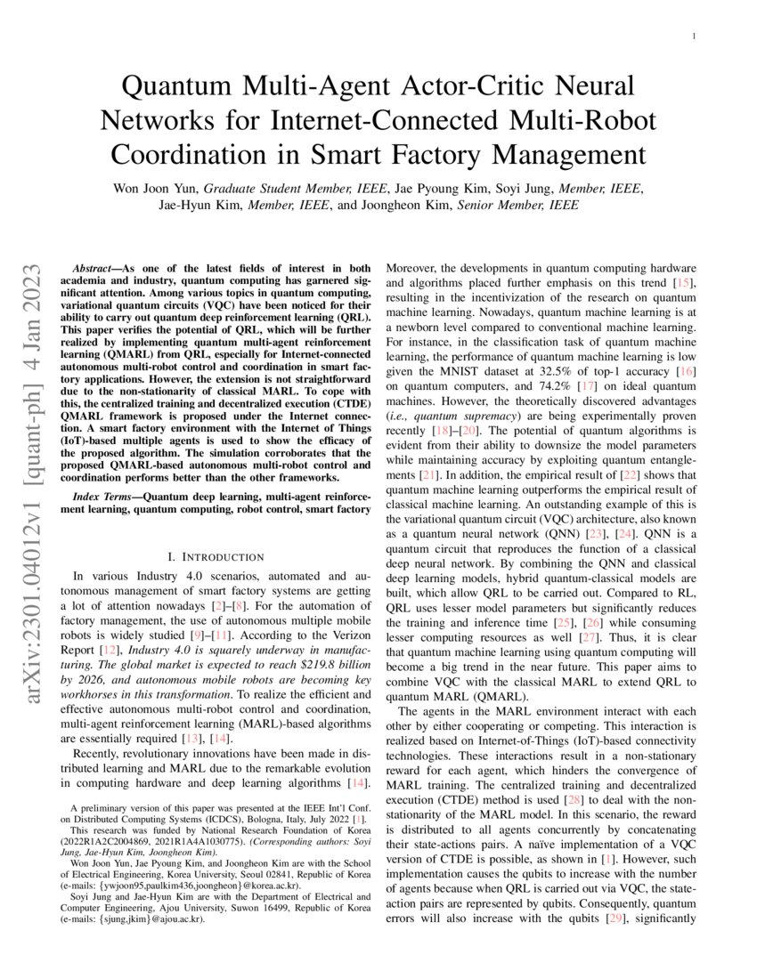 Quantum Multi Agent Actor Critic Neural Networks For Internet Connected