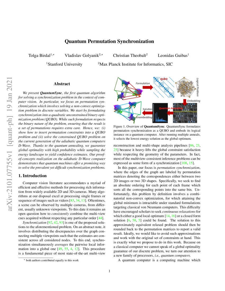 Quantum Permutation Synchronization Deepai