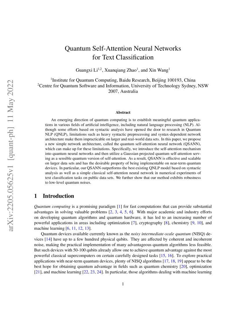 Quantum Self-Attention Neural Networks for Text Classification | DeepAI Quantum Self-Attention Neural Networks for Text Classification | DeepAI