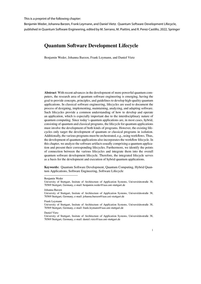 Quantum Software Development Lifecycle | DeepAI