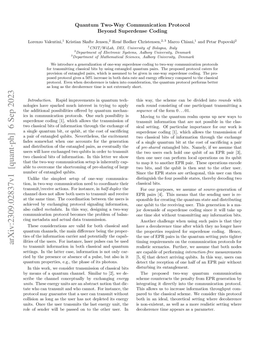 Quantum Two Way Communication Protocol Beyond Superdense Coding Deepai 