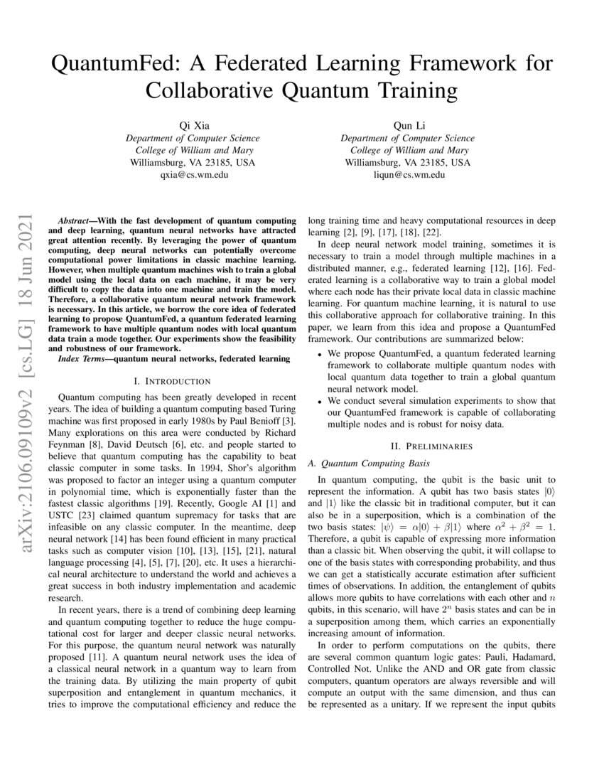 QuantumFed: A Federated Learning Framework for Collaborative Quantum ...