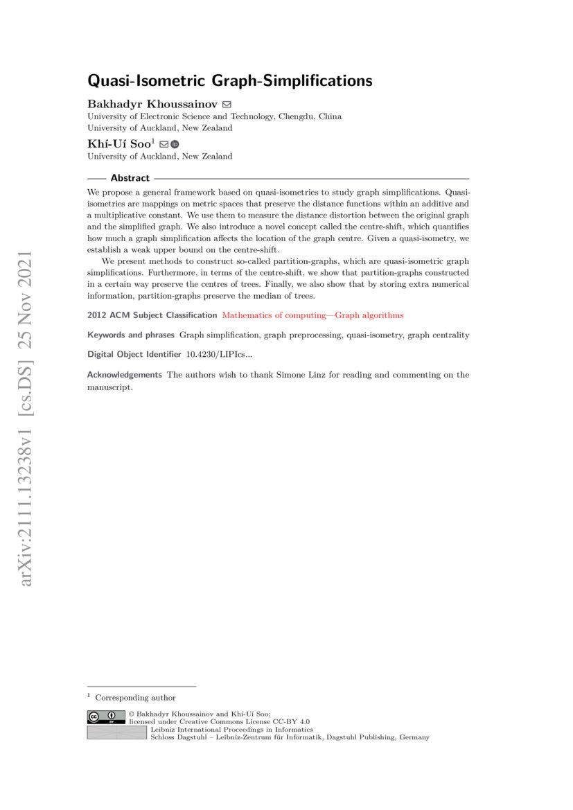 Quasi-Isometric Graph-Simplifications | DeepAI