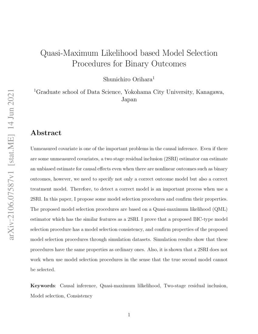 Quasi Maximum Likelihood Based Model Selection Procedures For Binary