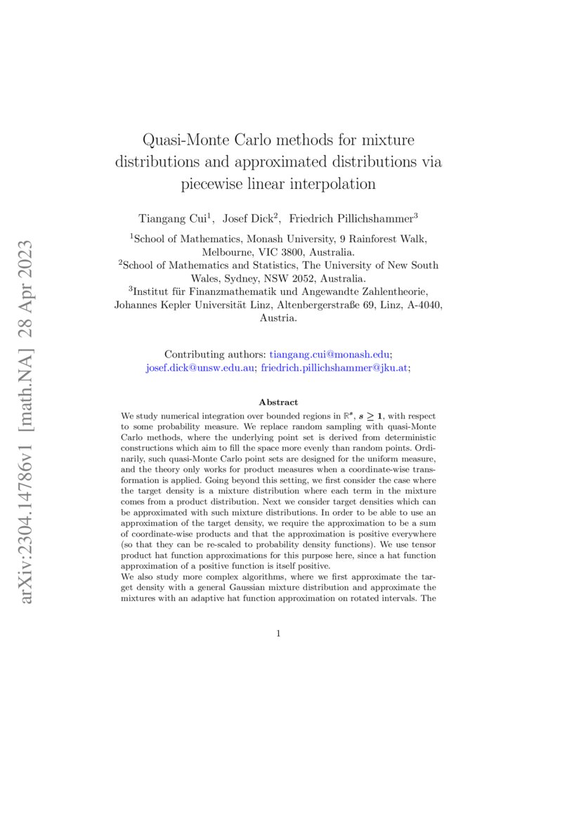 Quasi Monte Carlo Methods For Mixture Distributions And Approximated