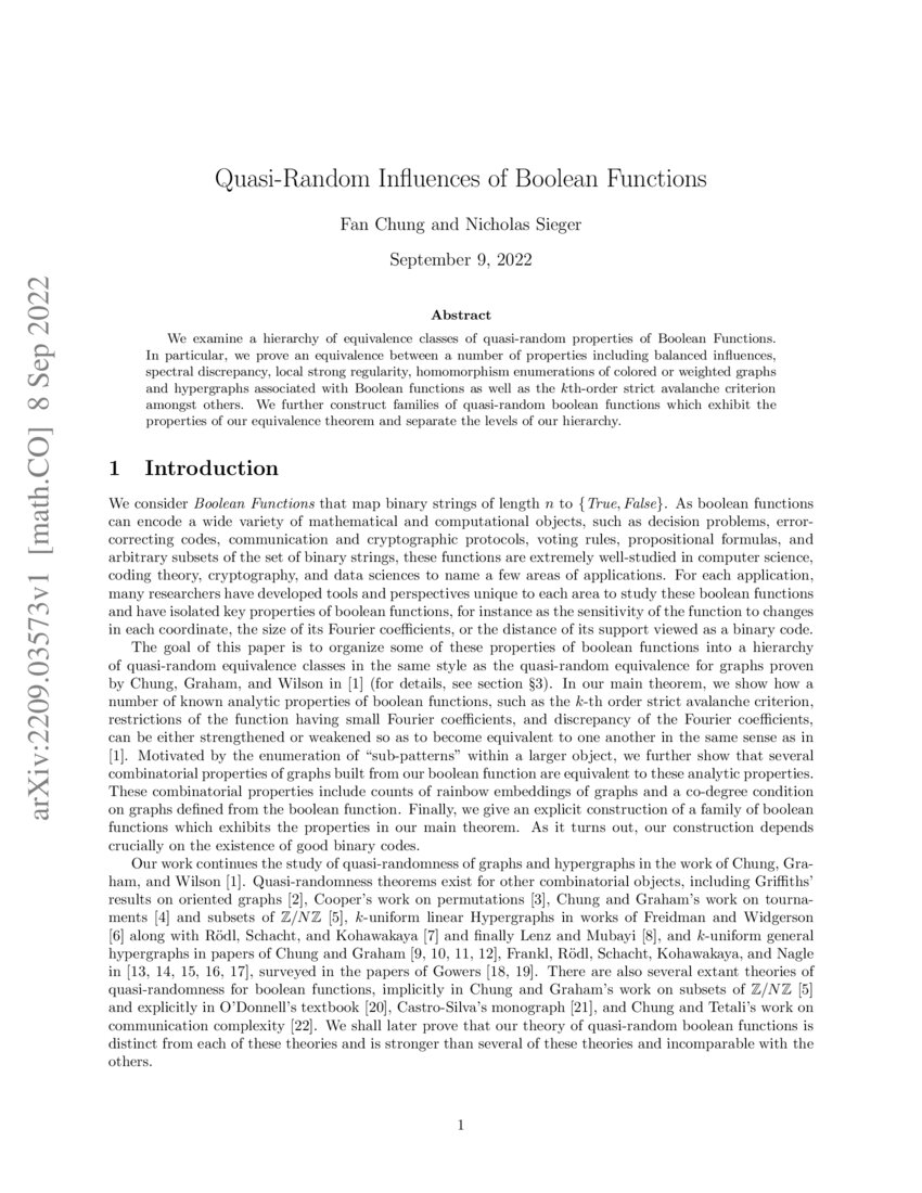 Quasi Random Influences Of Boolean Functions Deepai