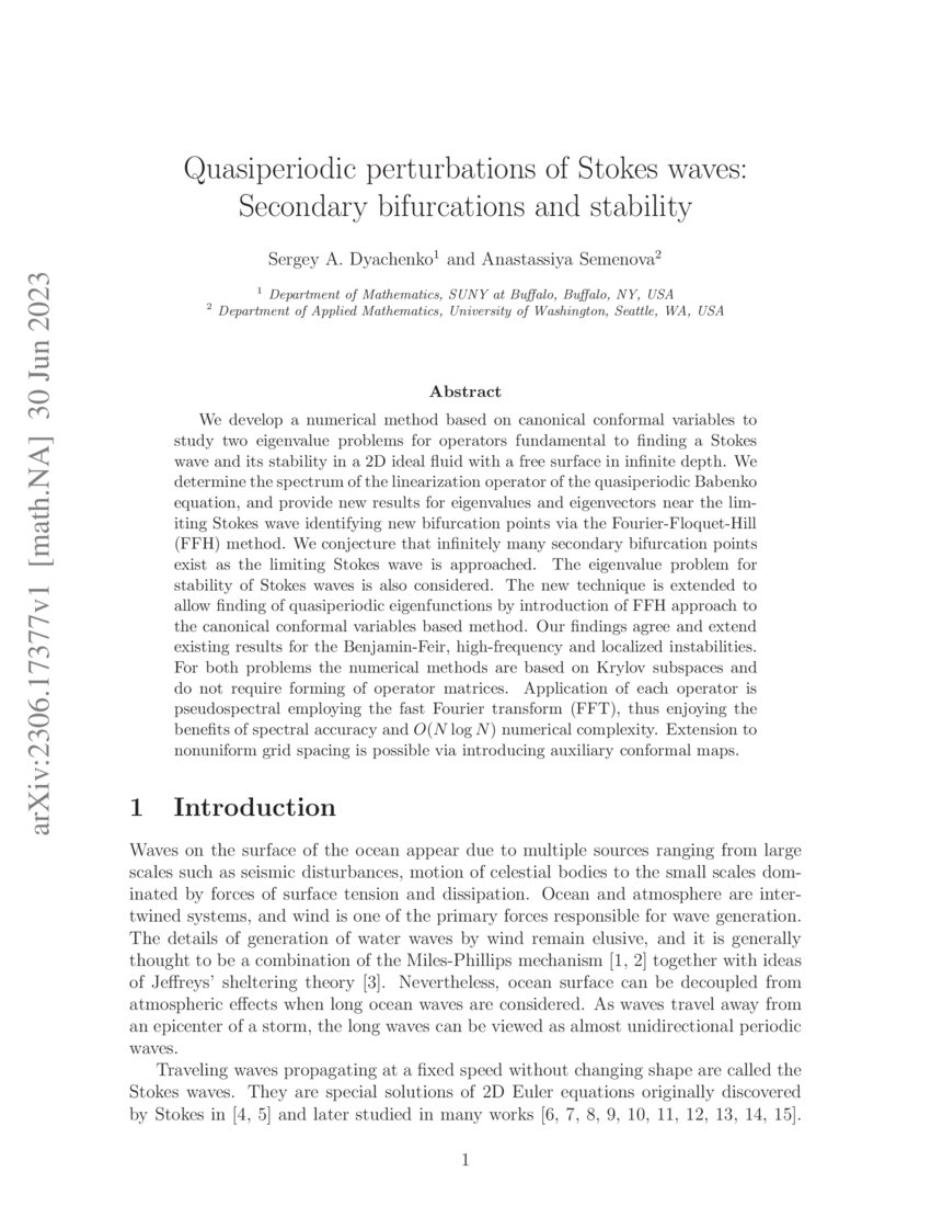 Quasiperiodic perturbations of Stokes waves: Secondary bifurcations and ...