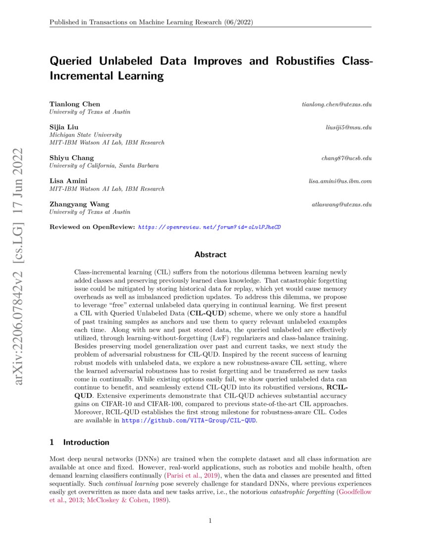 Queried Unlabeled Data Improves and Robustifies Class-Incremental Learning | DeepAI