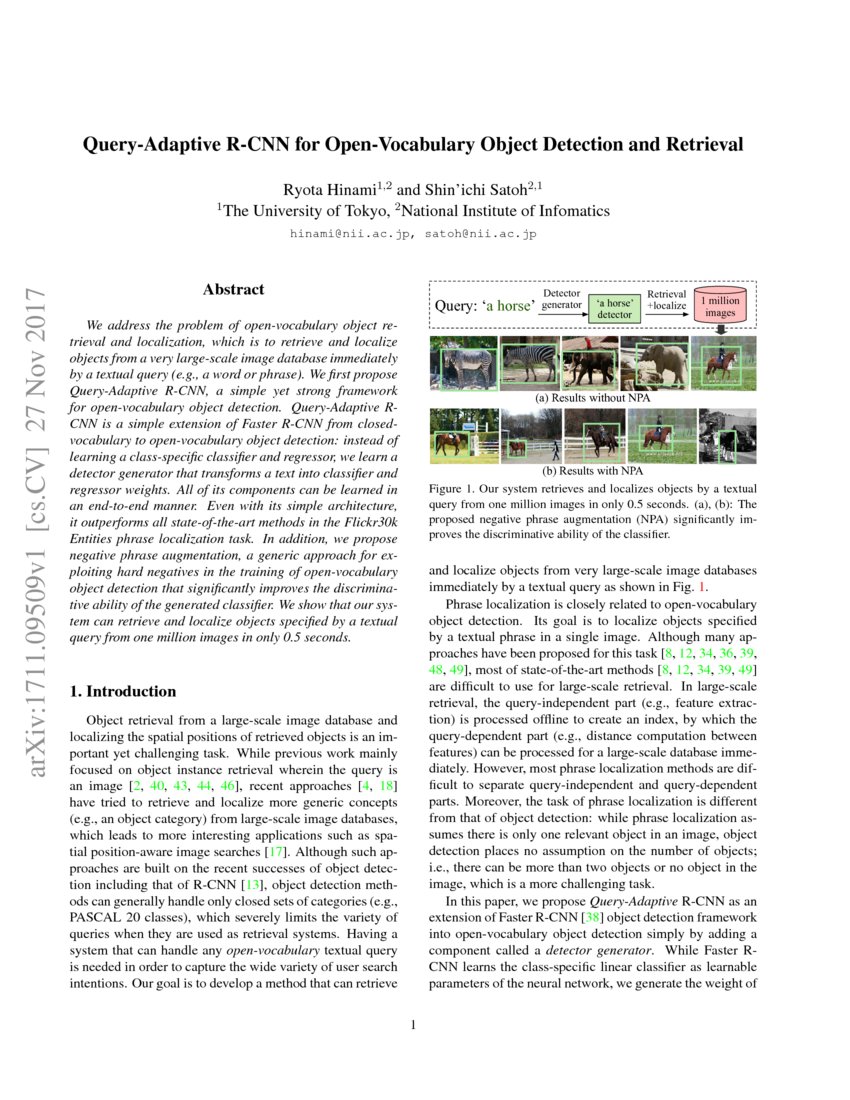 Query-Adaptive R-CNN for Open-Vocabulary Object Detection and Retrieval | DeepAI