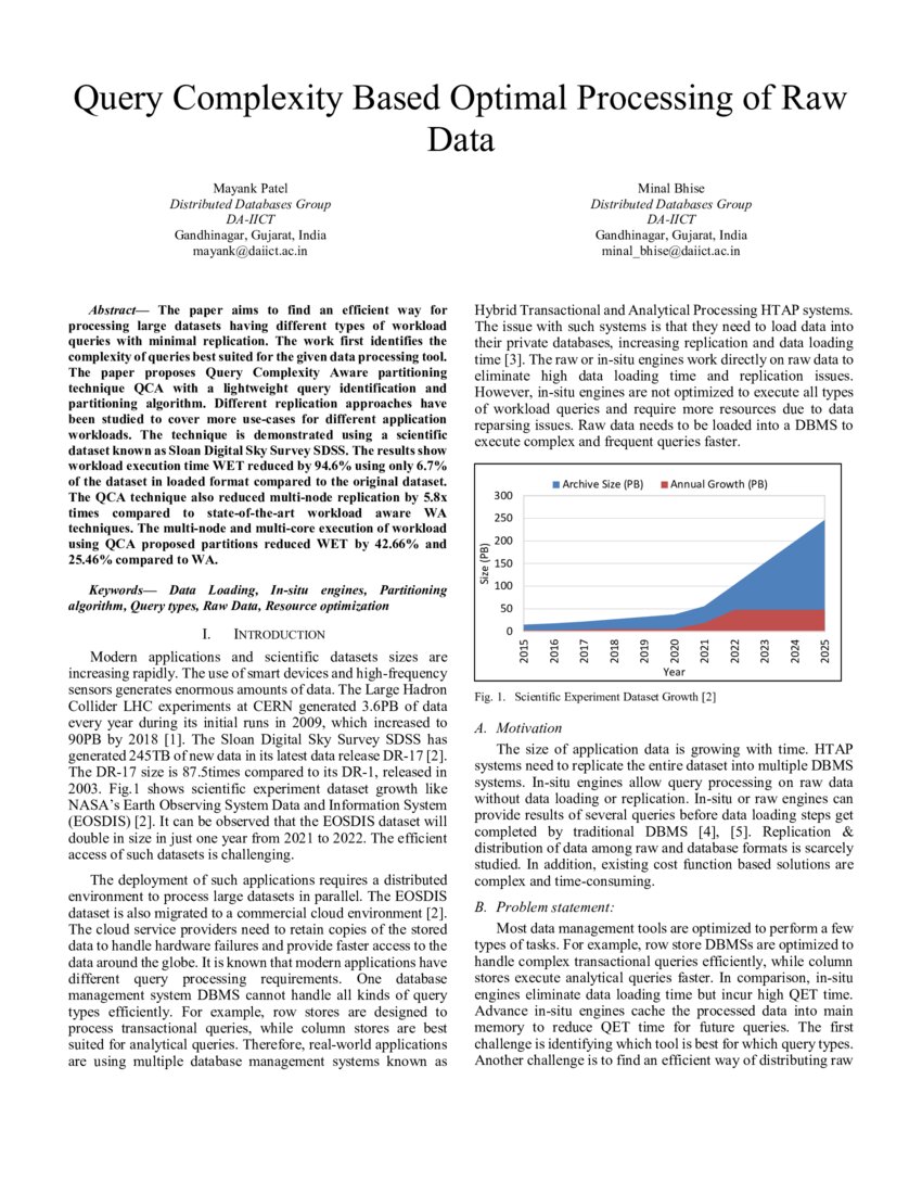 Query Complexity Based Optimal Processing Of Raw Data Deepai 