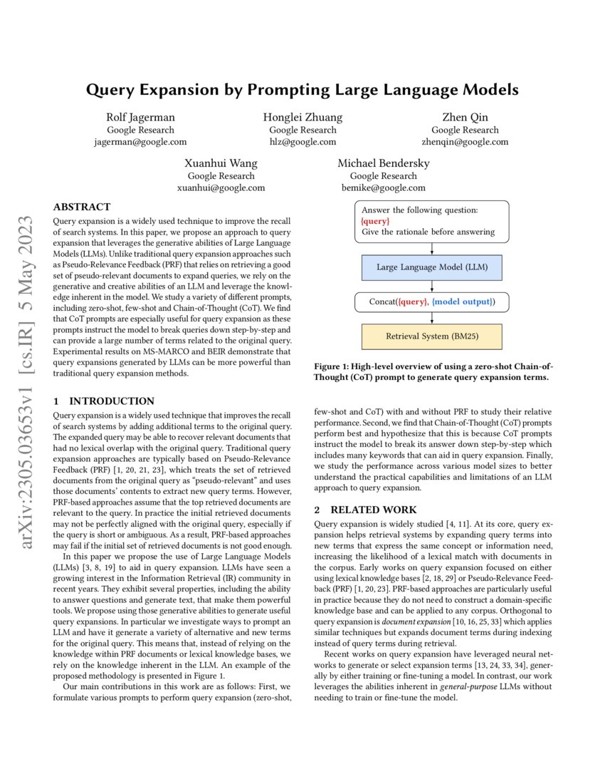 Query Expansion by Prompting Large Language Models | DeepAI
