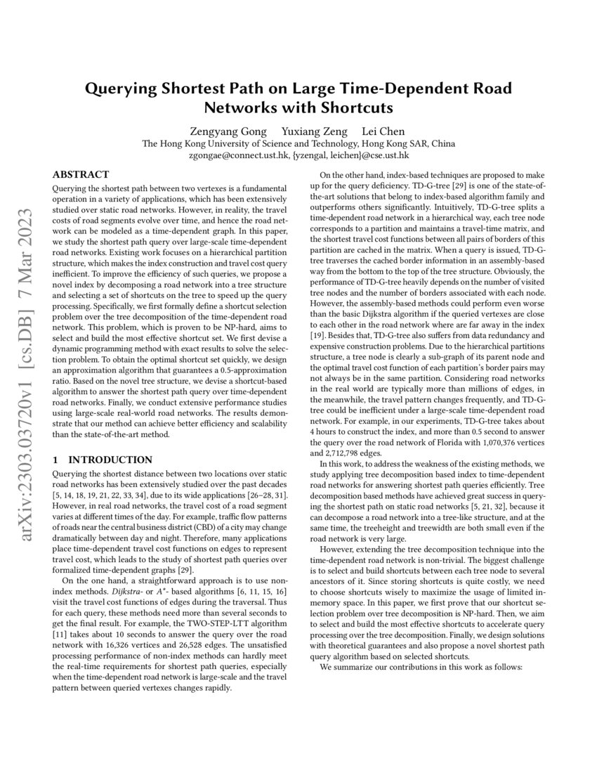 Querying Shortest Path On Large Time Dependent Road Networks With