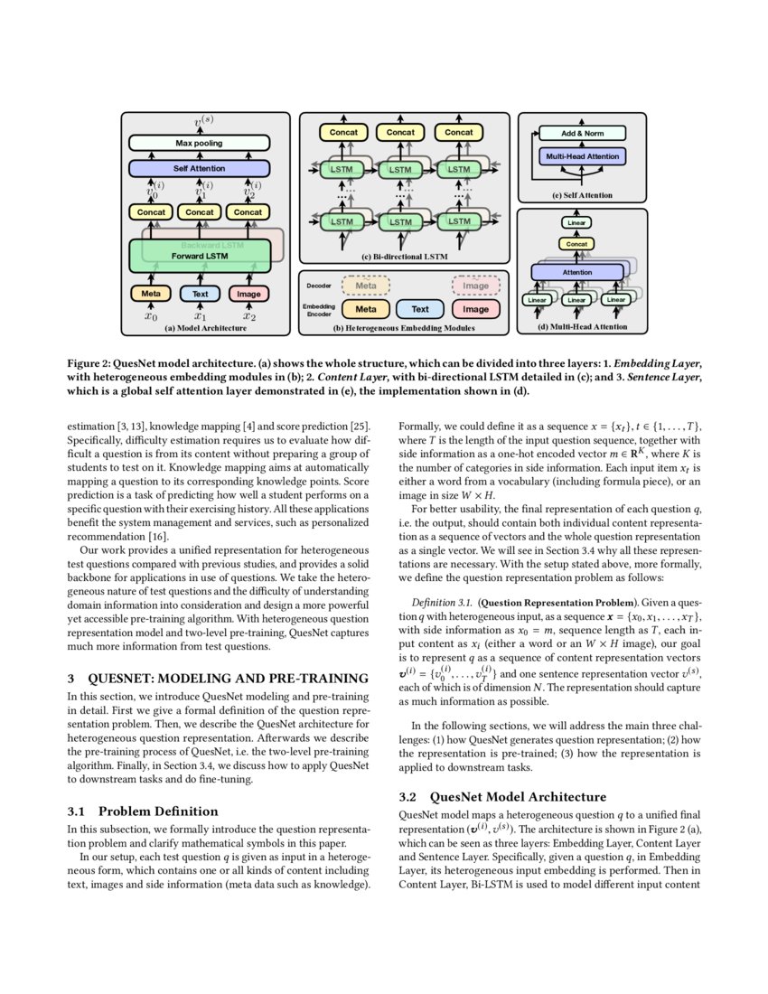 QuesNet: A Unified Representation for Heterogeneous Test Questions | DeepAI