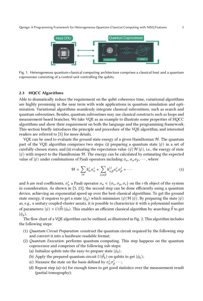 Quingo: A Programming Framework for Heterogeneous Quantum-Classical Computing with NISQ Features ...