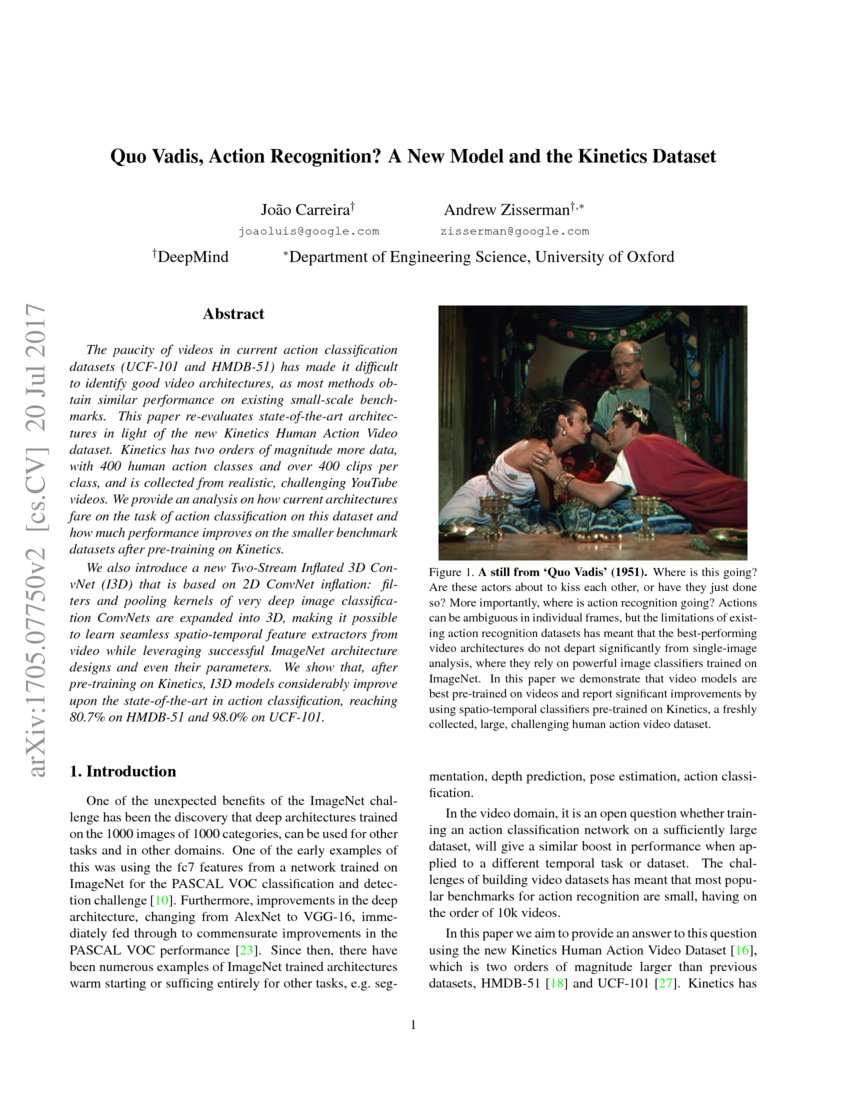 Quo Vadis, Action Recognition? A New Model and the Kinetics Dataset ...