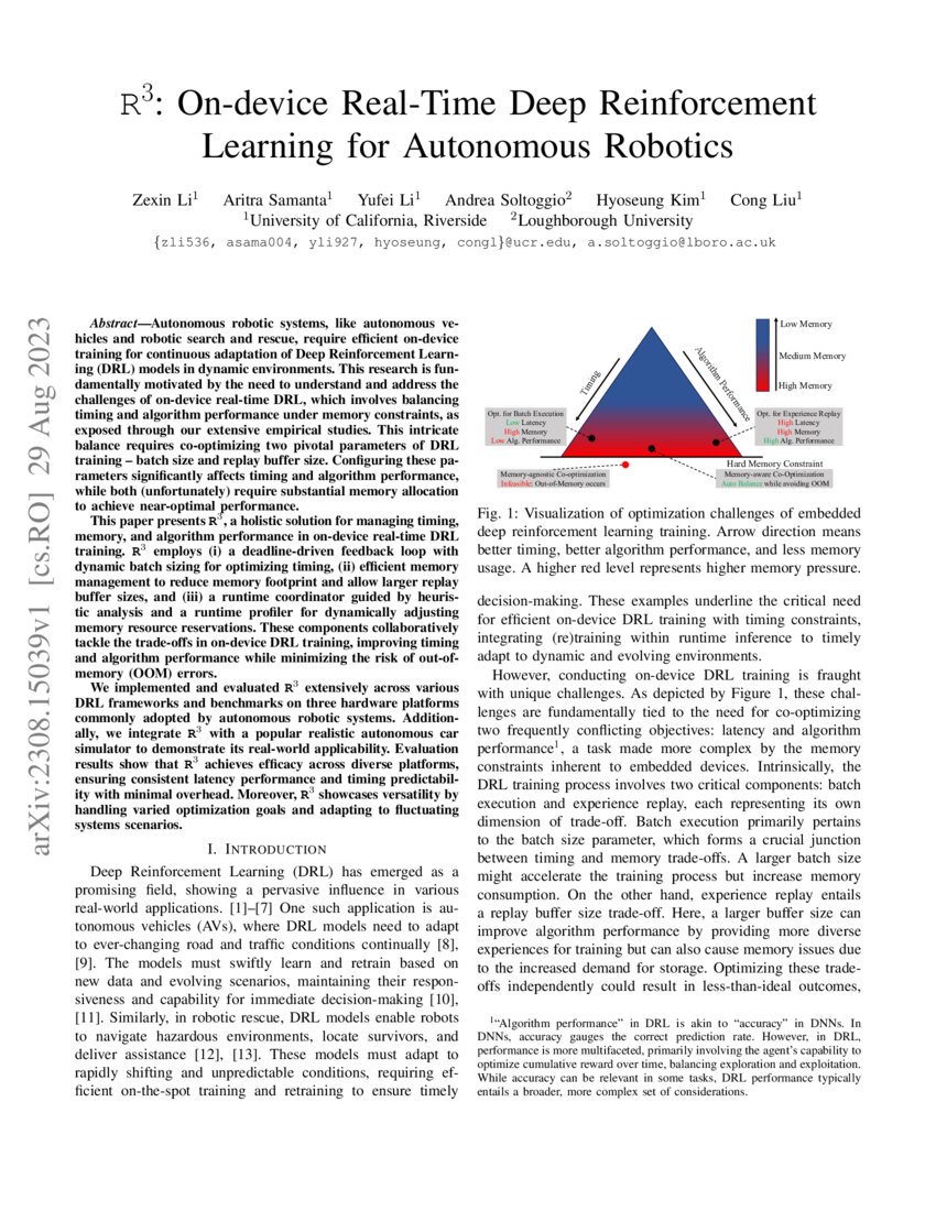 R^3: On-device Real-Time Deep Reinforcement Learning for Autonomous ... R^3: On-device Real-Time Deep Reinforcement Learning for Autonomous ...