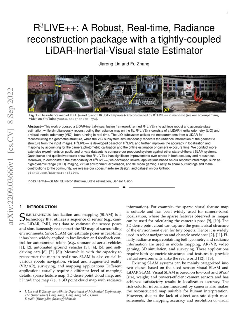 R3live A Robust Real Time Radiance Reconstruction Package With A