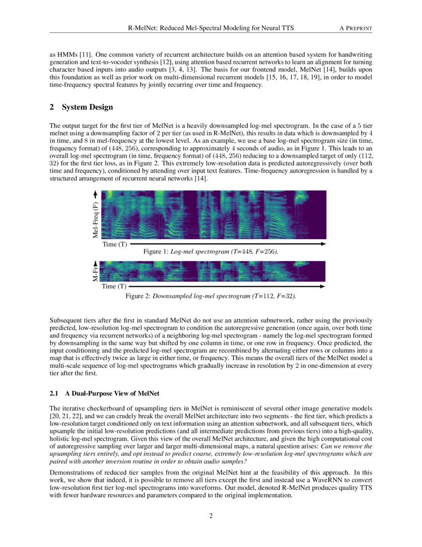 R-MelNet: Reduced Mel-Spectral Modeling for Neural TTS | DeepAI