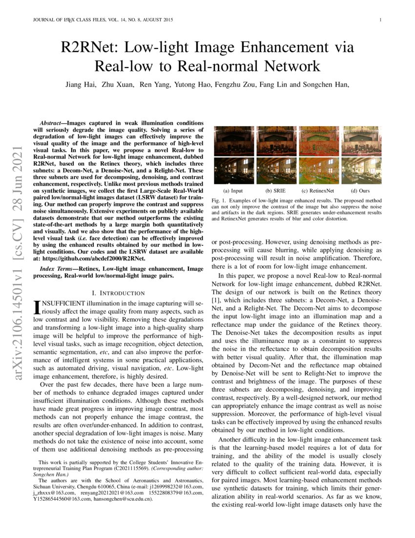R2RNet: Low-light Image Enhancement via Real-low to Real-normal Network | DeepAI