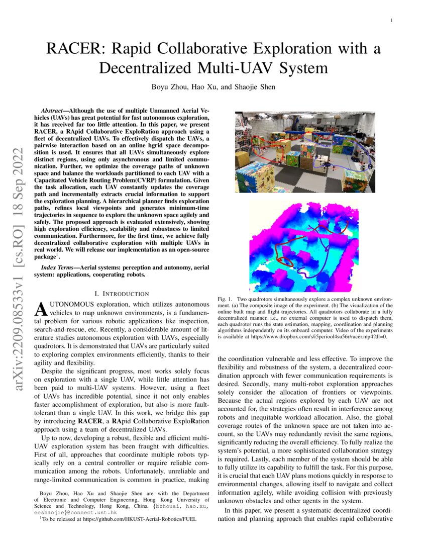 Racer Rapid Collaborative Exploration With A Decentralized Multi Uav System Deepai