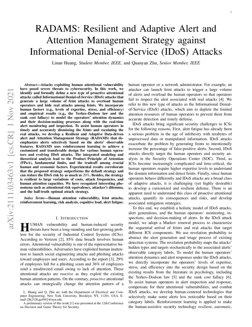 RADAMS: Resilient and Adaptive Alert and Attention Management Strategy ...