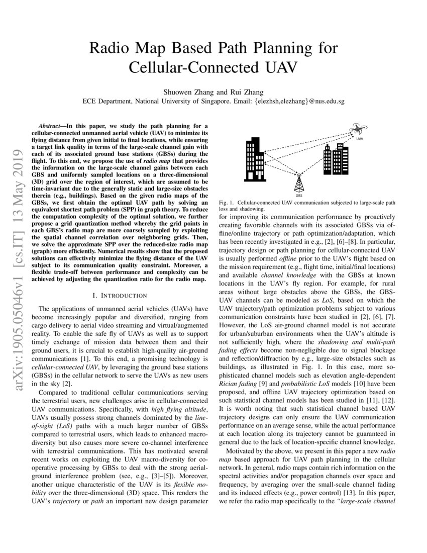 Radio Map Based Path Planning for Cellular-Connected UAV | DeepAI