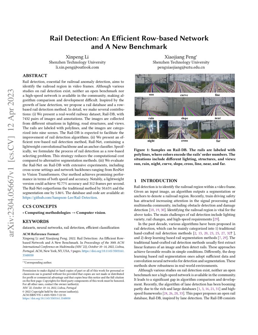 Rail Detection An Efficient Row Based Network And A New Benchmark Deepai