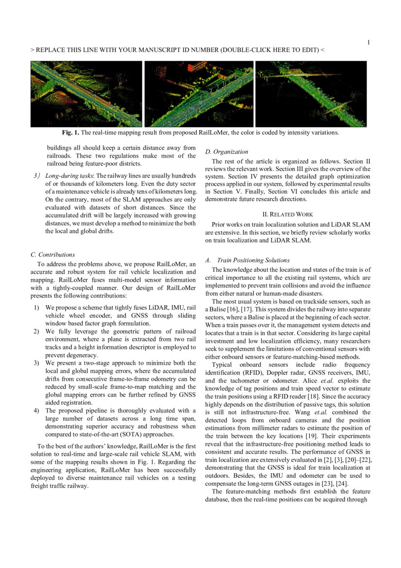 Raillomer Rail Vehicle Localization And Mapping With Lidar Imu