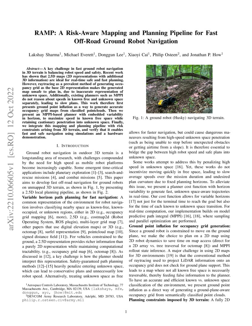 Ramp A Risk Aware Mapping And Planning Pipeline For Fast Off Road Ground Robot Navigation Deepai