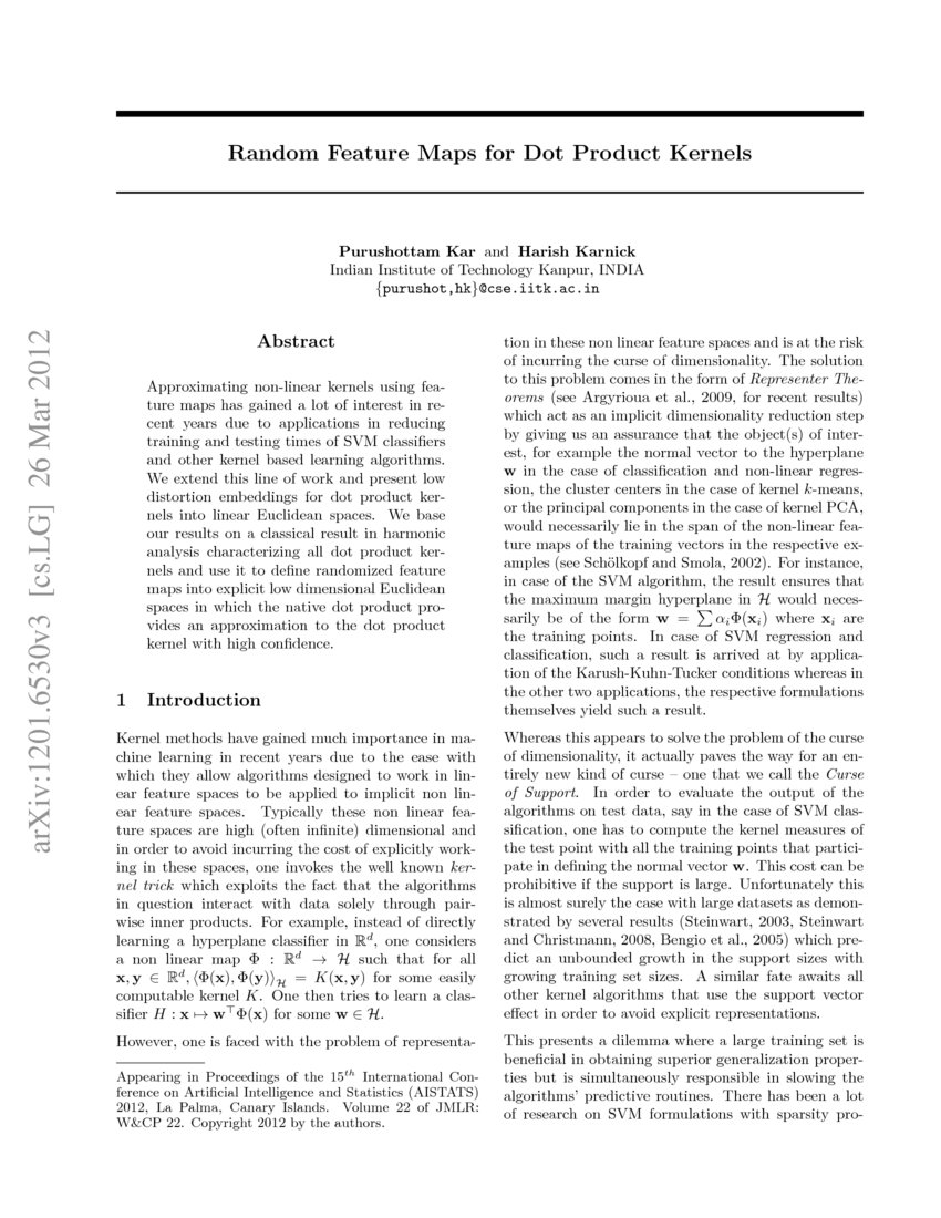 Random Feature Maps For Dot Product Kernels Deepai