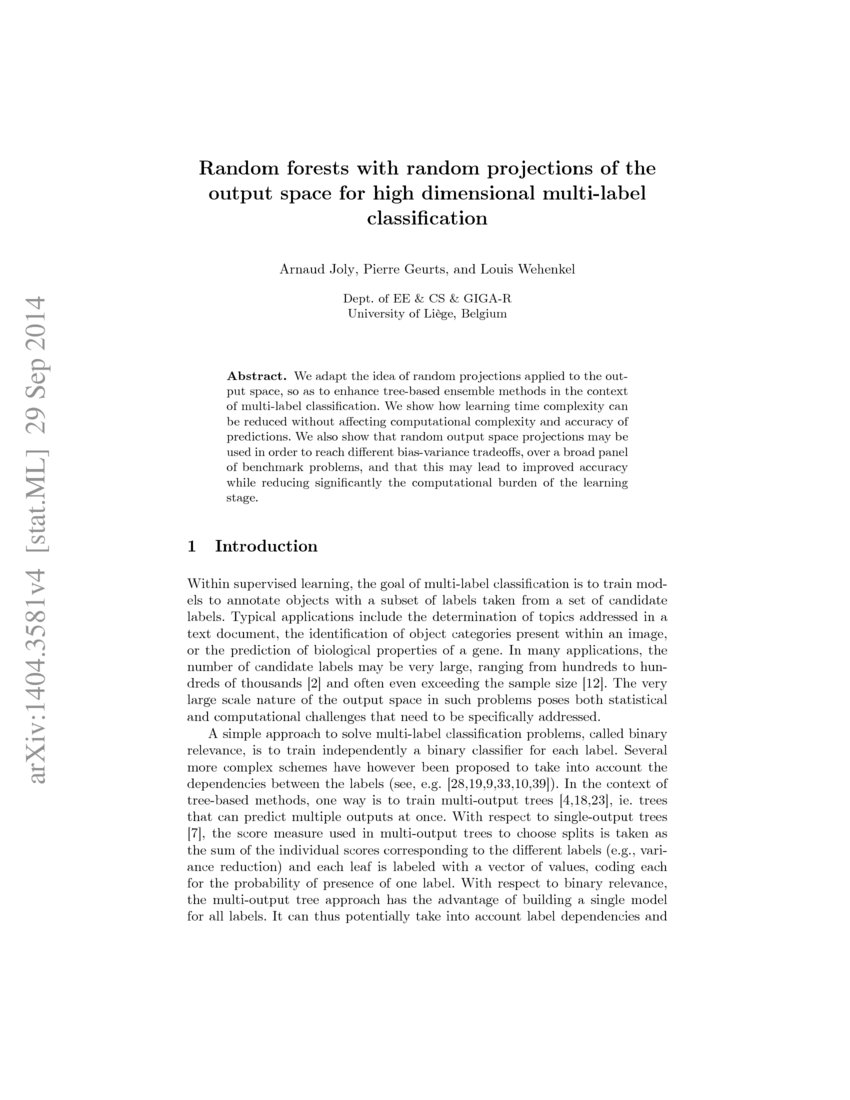 Random forests with random projections of the output space for high dimensional multi-label ...