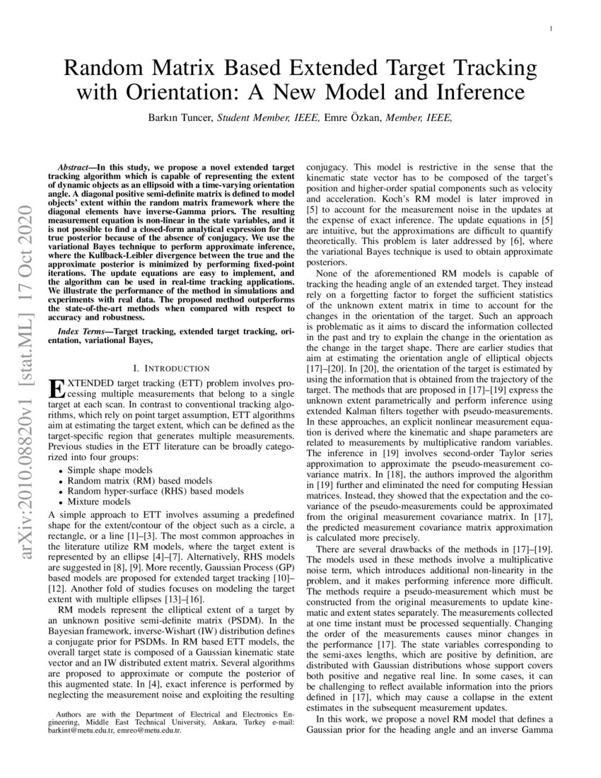 Random Matrix Based Extended Target Tracking with Orientation: A New ...