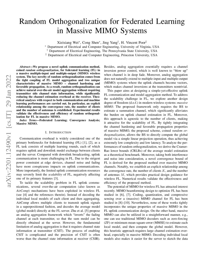 Random Orthogonalization for Federated Learning in Massive MIMO Systems | DeepAI