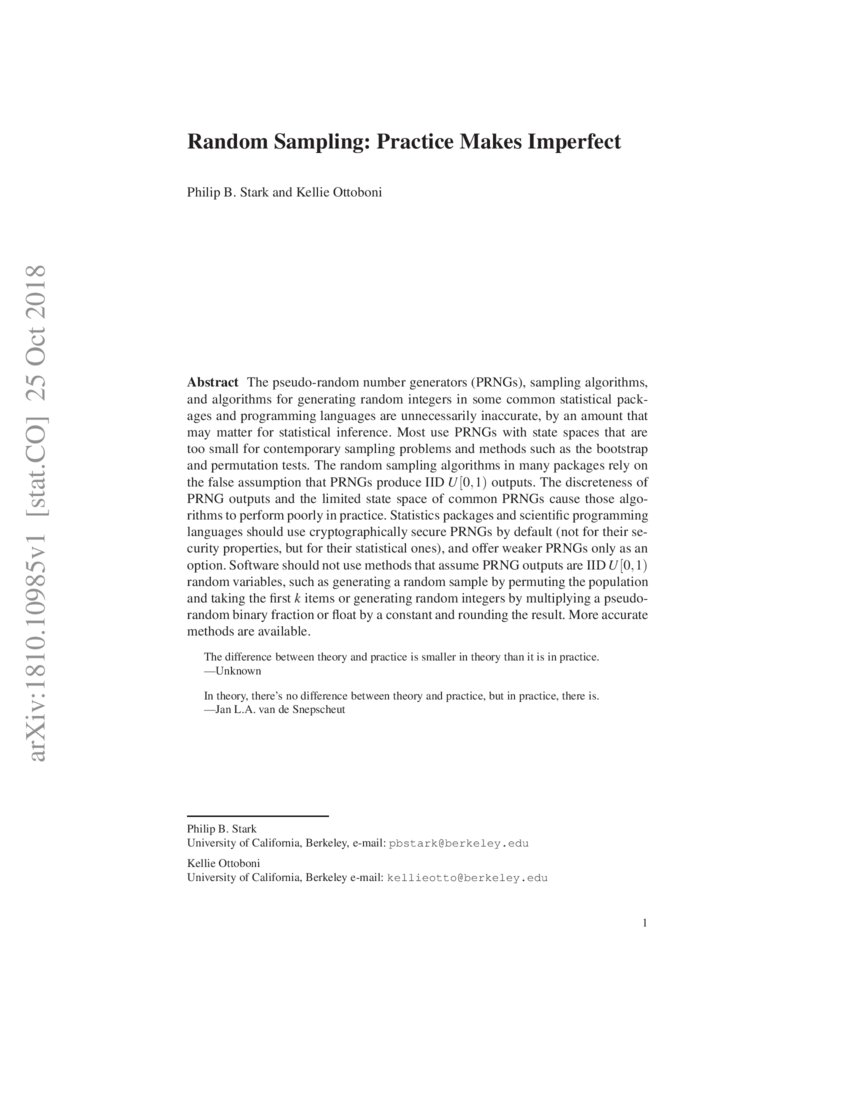 Random Sampling: Practice Makes Imperfect | DeepAI