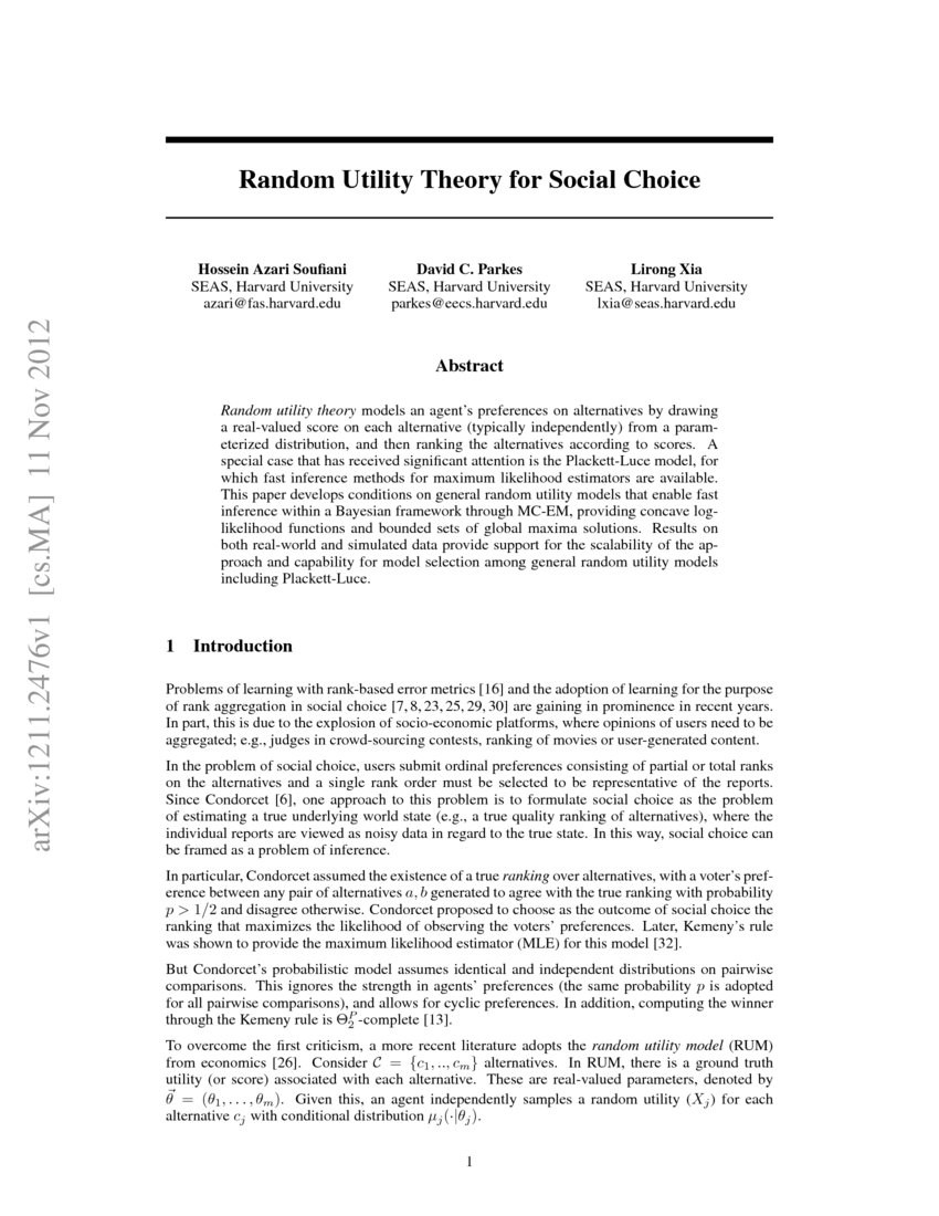 Random Utility Theory For Social Choice Deepai