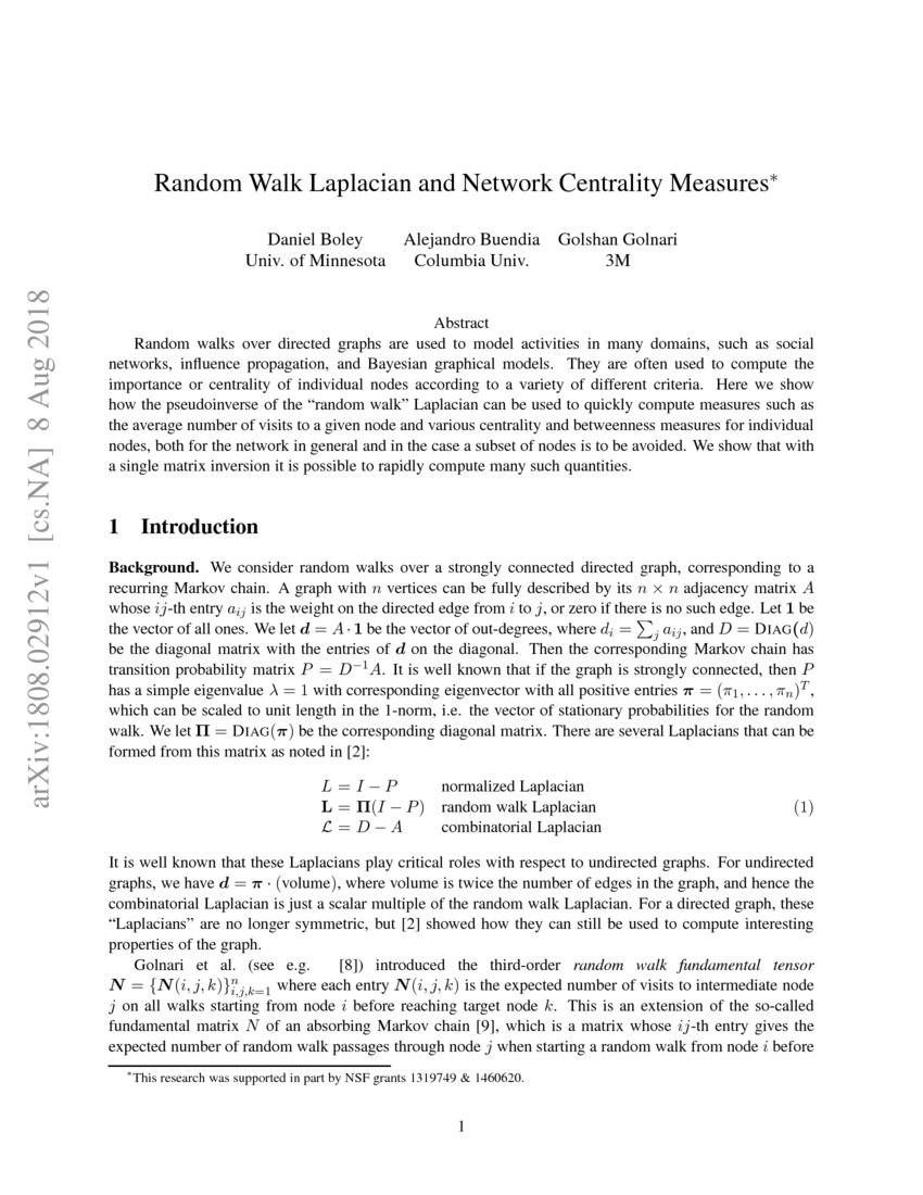 Random Walk Laplacian and Network Centrality Measures | DeepAI