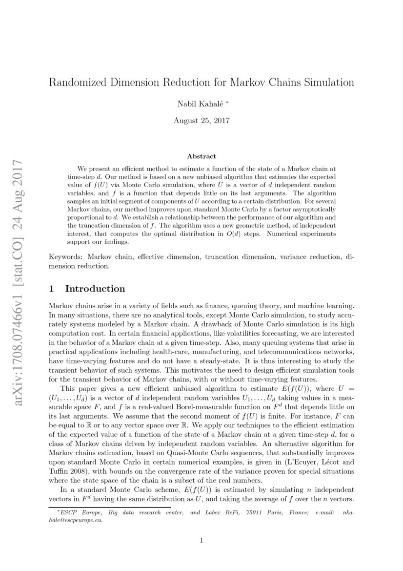 Randomized Dimension Reduction for Monte Carlo Simulations | DeepAI
