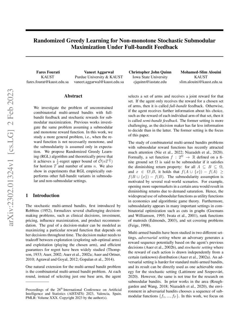 Randomized Greedy Learning For Non Monotone Stochastic Submodular Maximization Under Full Bandit