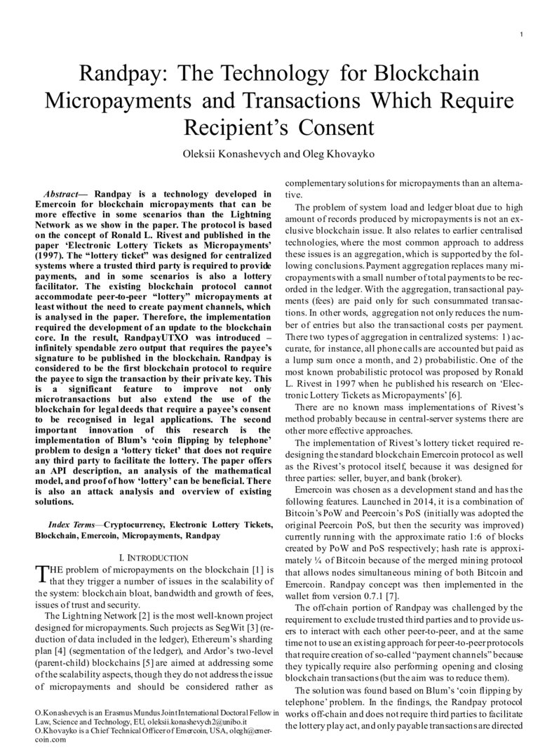 Randpay: The Technology for Blockchain Micropayments and Transactions ...