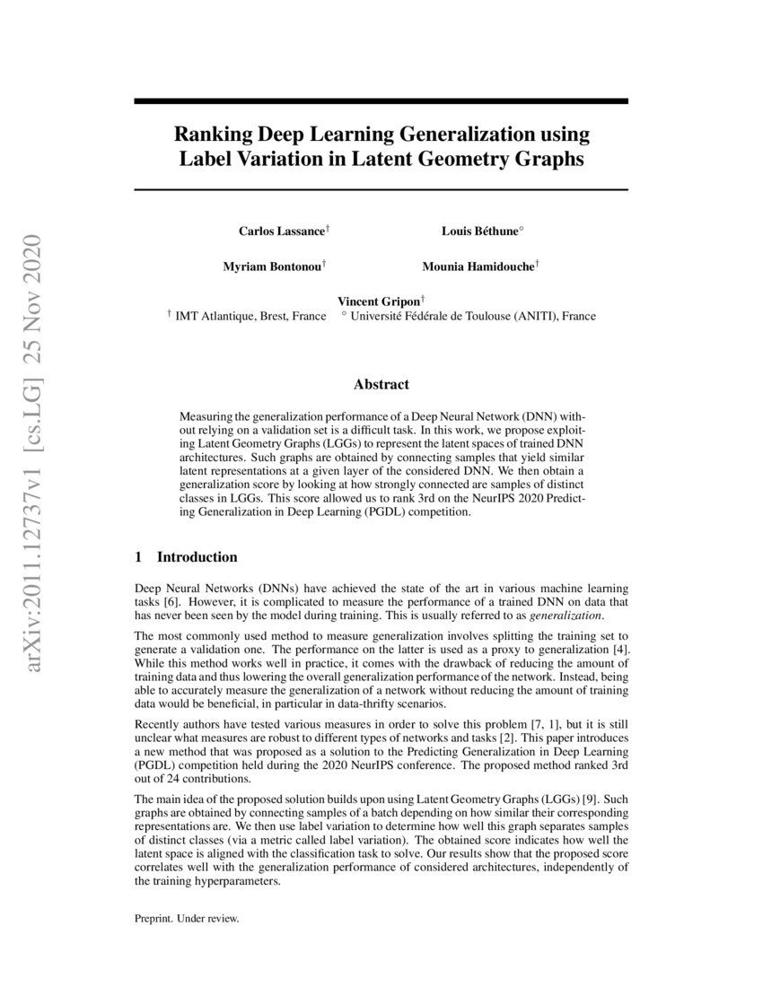 Ranking Deep Learning Generalization Using Label Variation In Latent Geometry Graphs Deepai 