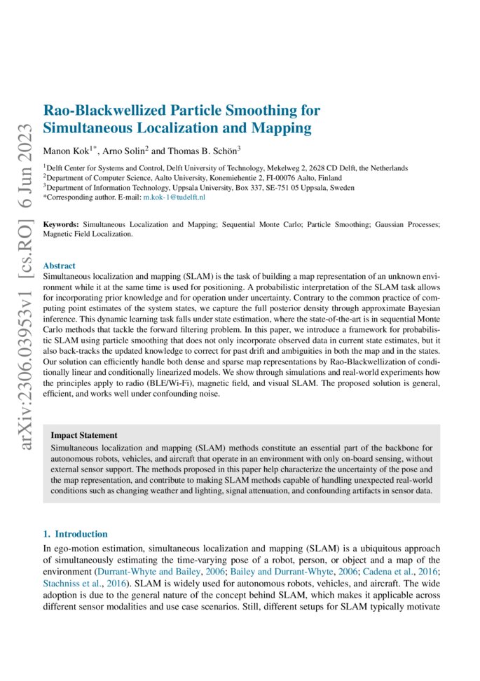 Rao-Blackwellized Particle Smoothing for Simultaneous Localization and Mapping | DeepAI