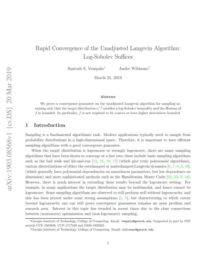 Rapid Convergence of the Unadjusted Langevin Algorithm: Log-Sobolev Suffices | DeepAI
