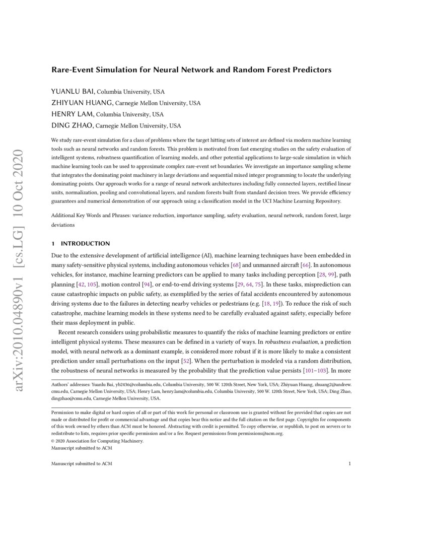 Rare-Event Simulation for Neural Network and Random Forest Predictors ...