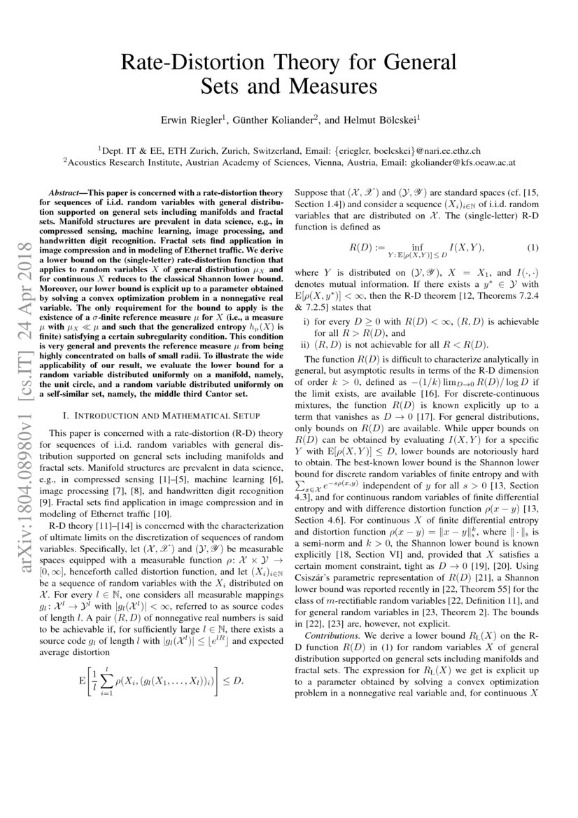 Rate-Distortion Theory for General Sets and Measures | DeepAI