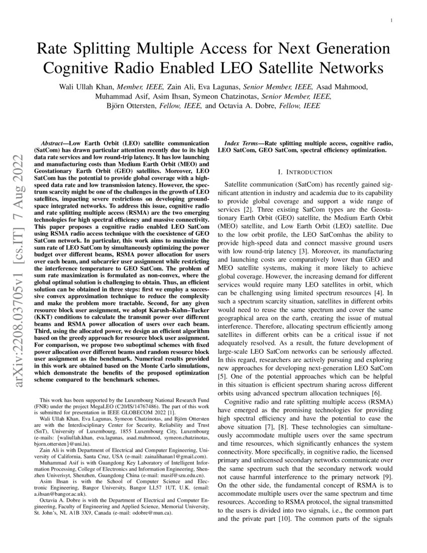 Rate Splitting Multiple Access For Next Generation Cognitive Radio Enabled Leo Satellite