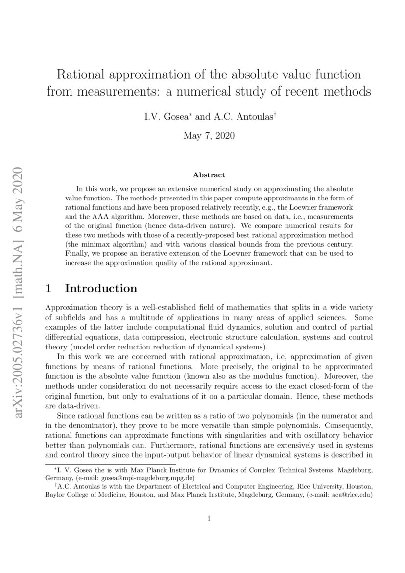 Rational Approximation Of The Absolute Value Function From Measurements